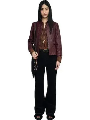 Zadig&Voltaire Crinkled Leather Blazer - Burgundy / Red