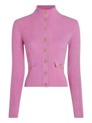 Karl Lagerfeld Ribbed Button-front Cardigan - Pink