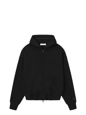 Fear Of God Essentials Classic Fleece Zip-up Hoodie - Jet Black