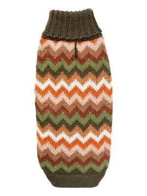 ALQO WASI Alpaca-blend Chevron Dog Sweater - Green