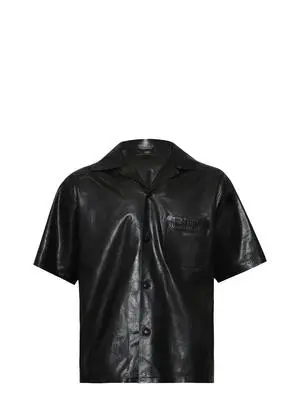 Amiri Lightweight Leather Camp Shirt - Black