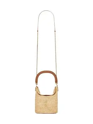 Saint Laurent Gaby Raffia Bucket Bag - Brown