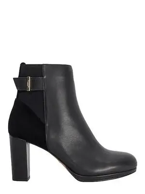 DUNE Leather Heeled Ankle Boots - Black Leather Mix