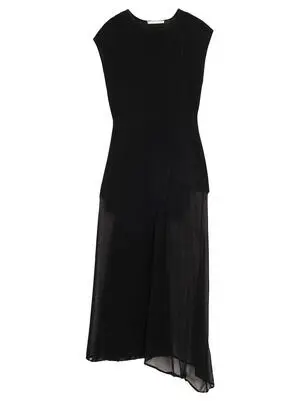 JASON WU Asymmetric Mesh Knit Midi Dress - Black