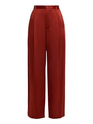 Lapointe Pleated Wide-leg Satin Pants - Red
