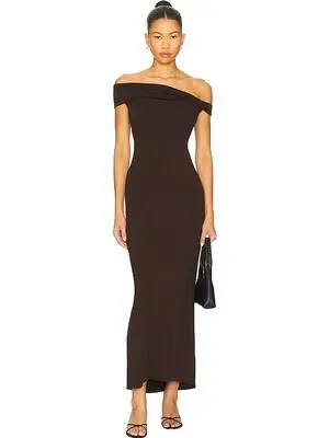 NIA Clara Off-the-shoulder Dress - Espresso