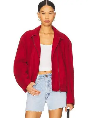 UNDERSTATED LEATHER X Rex Bomber Jacket - Lava Red