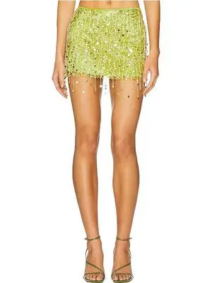ASTA RESORT Yasmin Hand Beaded Mini Skirt - Chartreuse