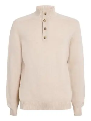 Harrods Cashmere Button-Down Sweater Ivory