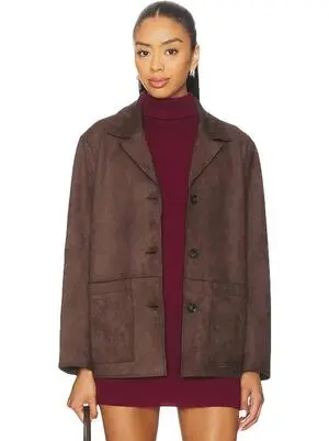 ELODIE THE LABEL Elodie Hayes Vegan Suede Jacket - Deep Mahogany