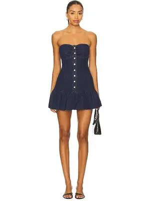 Abrand Denim Honey Pie Bustier Denim Mini Dress - Blue