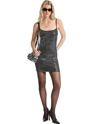 Michael Kors Studded Stretch Viscose Mini Dress - Silver