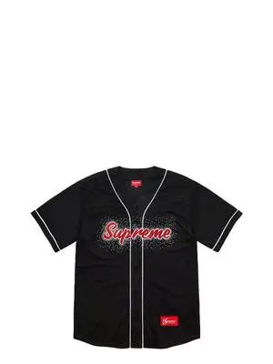 Supreme Rhinestone-embellished Baseball Shirt - Black