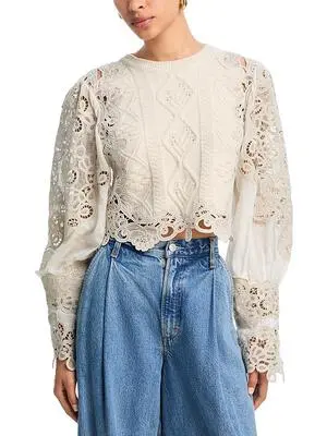 Sea Vania Lace Combo Sweater - Cream