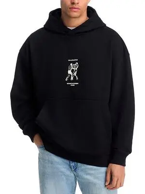 Hugo Printed Oversized Fit Hoodie - Black
