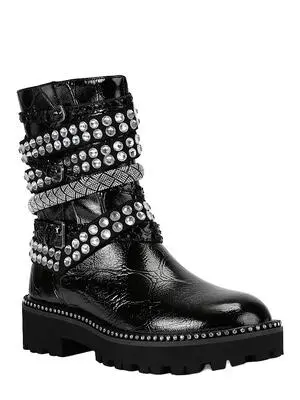 Kurt Geiger Strappy Studded Boots - Charcoal