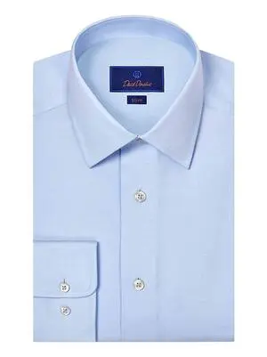 David Donahue Slim Fit Stretch Twill Solid Dress Shirt - Sky