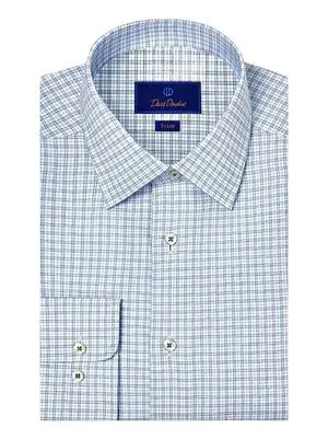David Donahue Slim Fit Printed Twill Dress Shirt - Sky/ Petrol