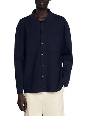 Sandro Knit Jacket - Navy Blue