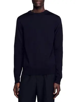 Sandro Merino Wool Sweater - Navy Blue
