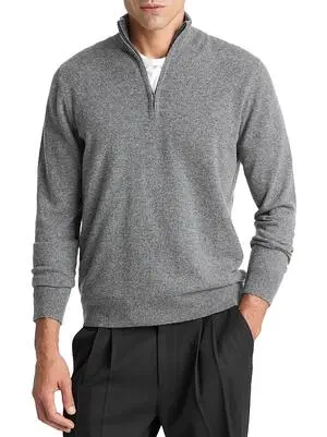 Vince Quarter Zip Cashmere Sweater - Heather Gray