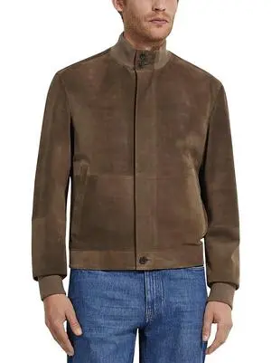 Zegna Leather Blouson Jacket - Brown