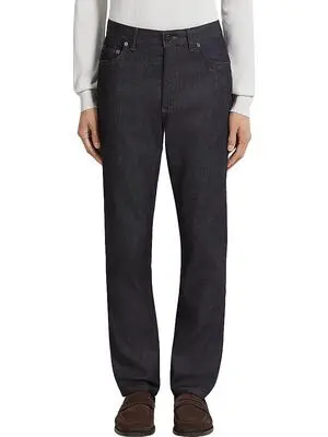 Zegna Cotton And Cashmere Roccia Jeans - Blue