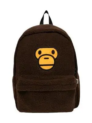 A BATHING APE Baby Milo Sherpa Fur Backpack - Brown