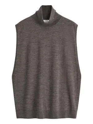 Cos Merino Wool Roll-neck Vest - Gray