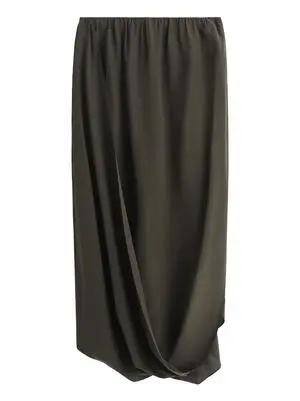 Cos Draped Silk Midi Skirt - Brown