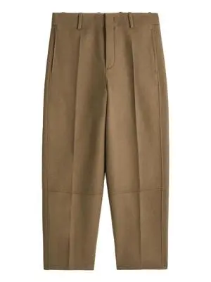 Cos Double-faced Wool Barrel-leg Trousers - Brown