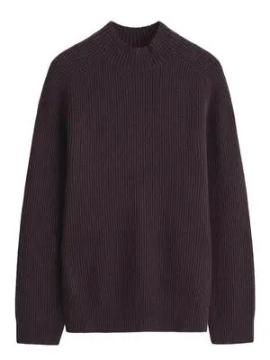 Cos Ribbed Wool Funnel-neck Sweater - Red