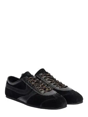 Dries Van Noten Leather-trimmed Suede Sneakers - Black