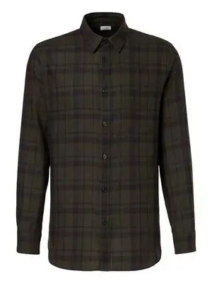 Saint Laurent Cassandre Checked Cotton Flannel Shirt - Green