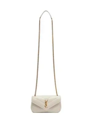 Saint Laurent Lou Lou Mini Leather Crossbody Bag - White