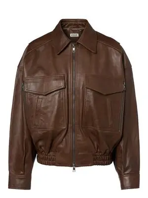 STAUD Eugene Leather Bomber Jacket