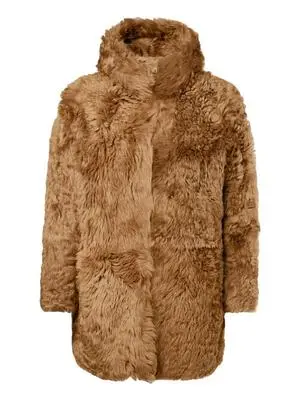 ERL Hooded Shearling Coat - Brown