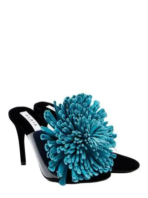 Alaïa 90 Floral-appliqué Mules - Blue