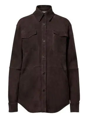 THE ROW Gwena Suede Overshirt - Brown