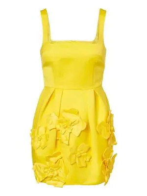 LEO LIN Piper Floral-appliqué Minidress - Yellow