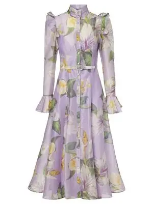 LEO LIN Katrina Linen-blend Shirt Dress - Purple