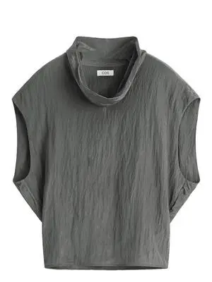 Cos Crinkled-satin Top - Gray