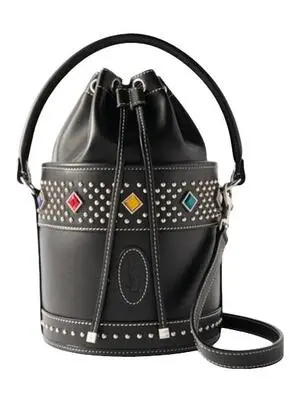 Saint Laurent Crystal Leather Bucket Bag - Black