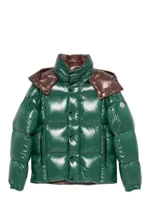 Moncler Parana Glossy Hooded Down Jacket - Green