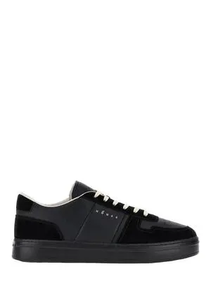 Hogan H-tv Smooth And Suede Leather Sneakers - Black
