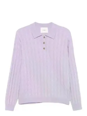 LISA YANG Cable-knit Polo Top - Purple
