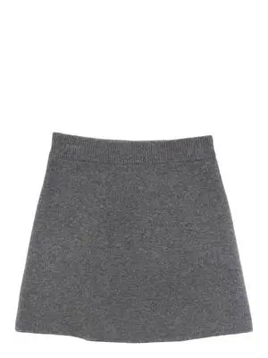LISA YANG Ribbed Knit A-Line Skirt Grey