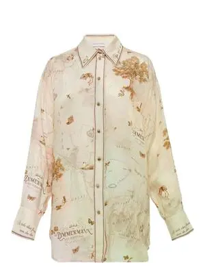 Zimmermann Map-print Shirt - Neutrals
