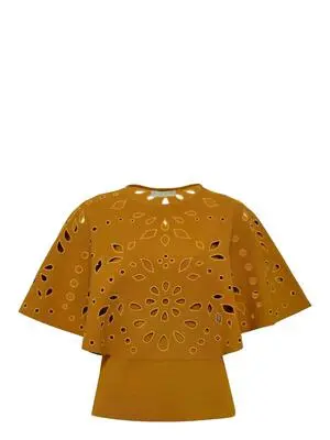 Ulla Johnson Cape-sleeve Laser-cut Blouse - Yellow