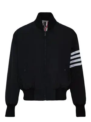 Thom Browne 4-bar Striped-panel Bomber Jacket - Blue